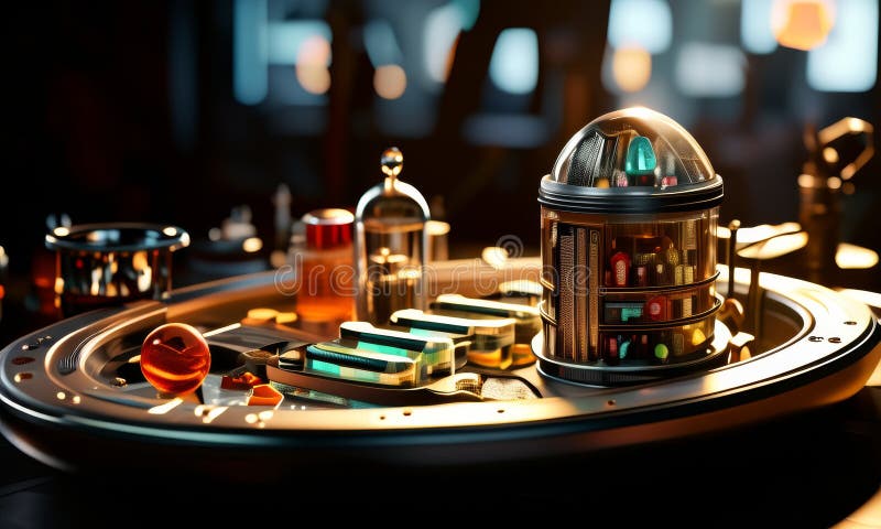 Futuristic Tabletop with Laboratory Vials and Tech Devices Stock Photo ...