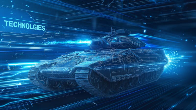 Futuristic Tank with Technological Overlay Stock Photo - Image of cyber ...