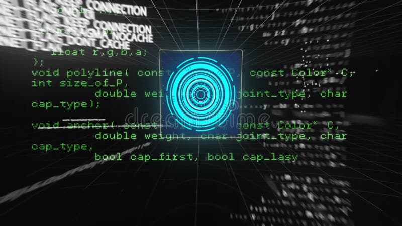 Futuristic Target Animation Over Programming Code in Grid-like Virtual Environment Stock Footage ...