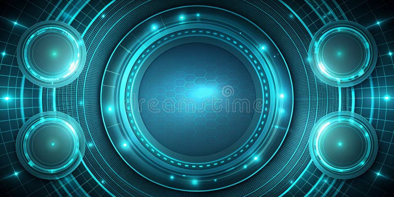 Futuristic Teal Circles for Hi Tech Communication and Presentations ...