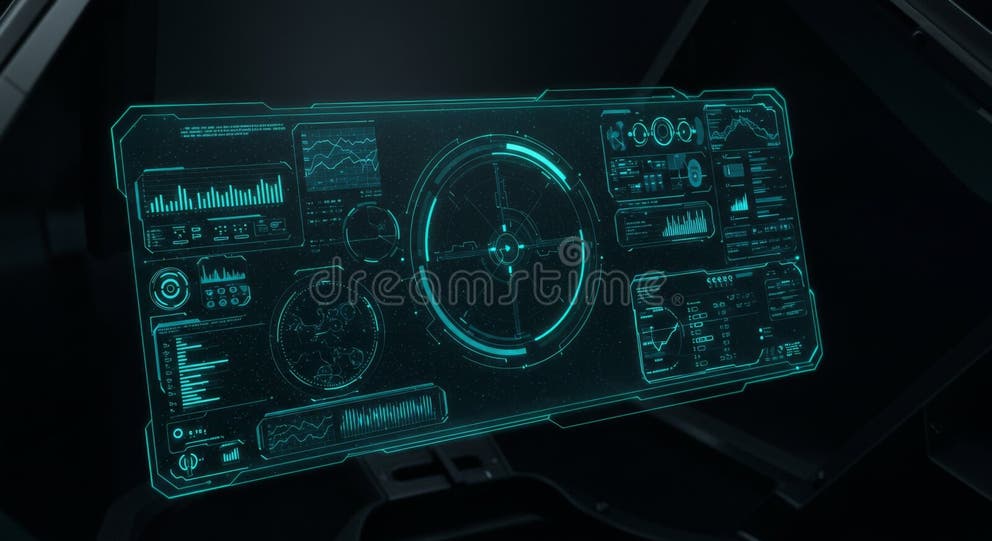Futuristic Teal Digital Interface Display Stock Illustration ...