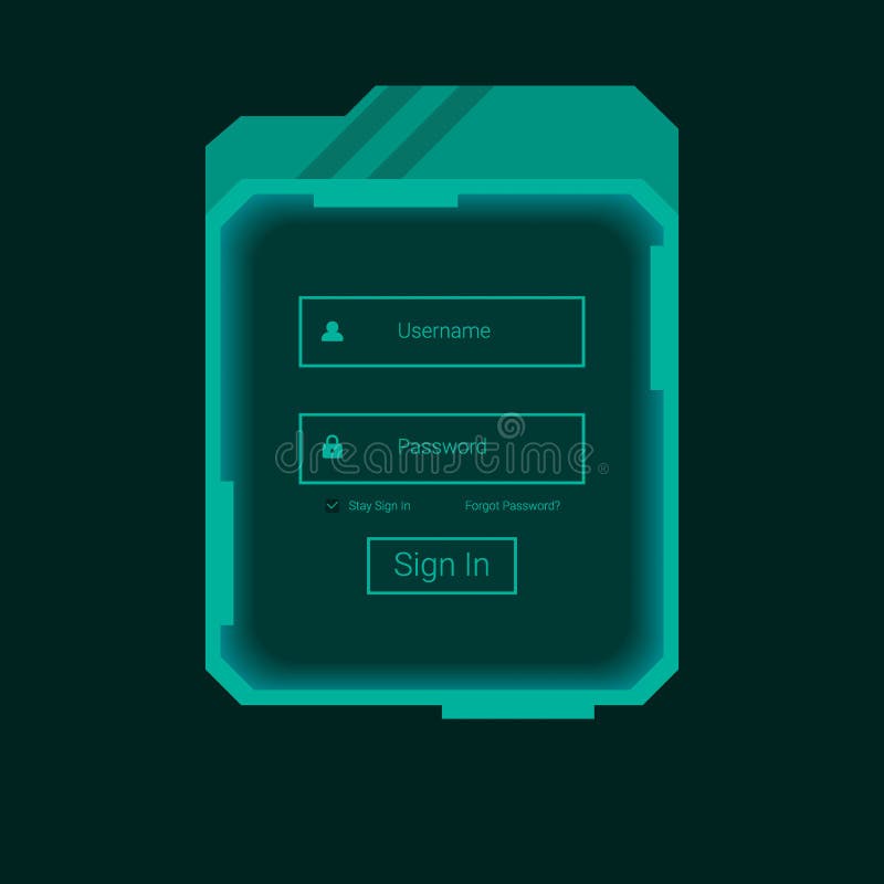Futuristic Teal Login UI with Sci Fi Interface Design Stock Vector - Illustration of digital ...