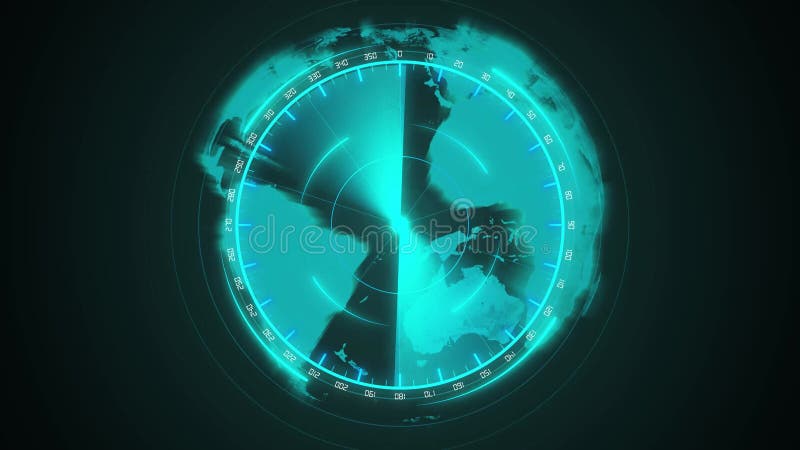 Futuristic Teal Radar Scan Animation World Map Tracking Security ...