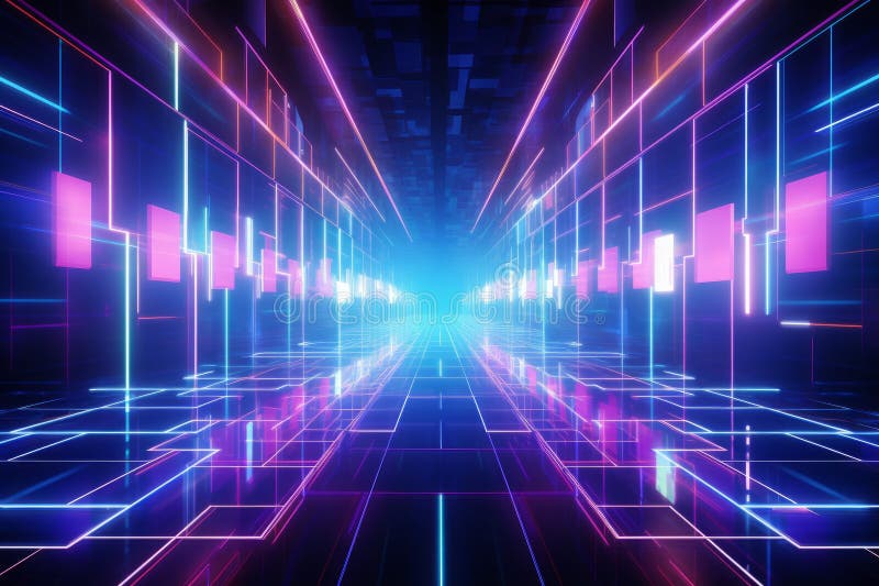 Futuristic Tech Backdrop with Neon Lights Stock Illustration ...