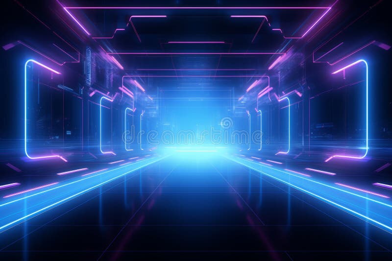 Futuristic Tech Backdrop with Neon Lights Stock Illustration ...