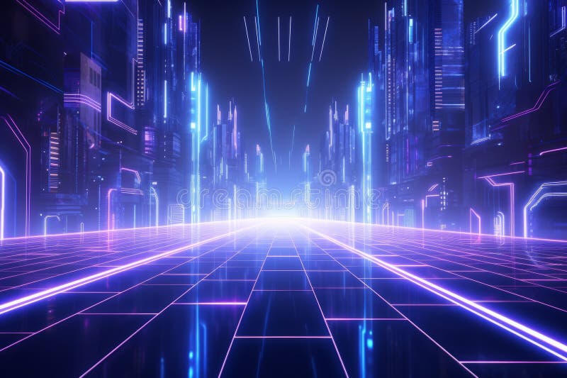 Futuristic Tech Backdrop with Neon Lights Stock Illustration ...