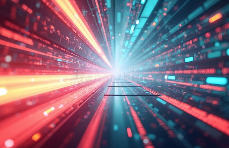 Futuristic Tech Background with Glowing Lines. Perspective, Vibrant ...