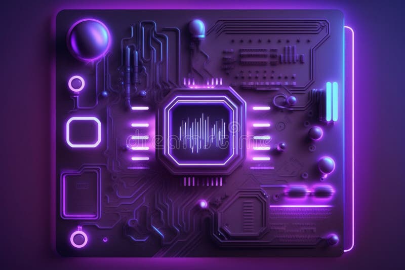 A Futuristic Tech Background with Mainboard Connectors and Connected ...