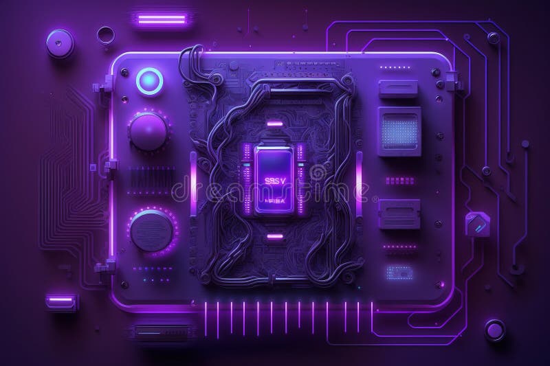 A Futuristic Tech Background with Mainboard Connectors and Connected ...