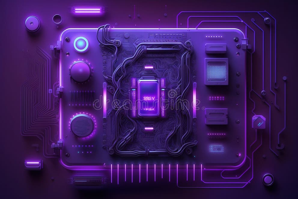 A Futuristic Tech Background with Mainboard Connectors and Connected ...