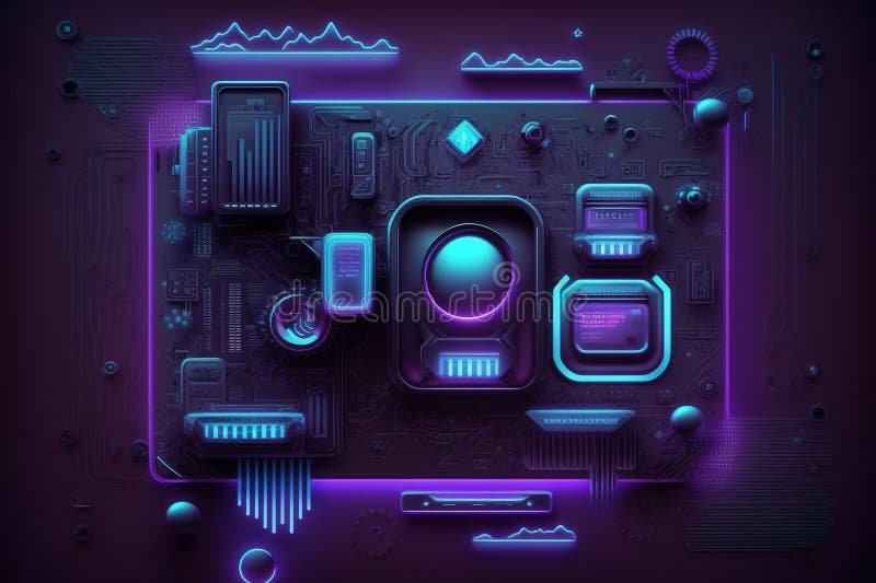 A Futuristic Tech Background with Mainboard Connectors and Connected ...