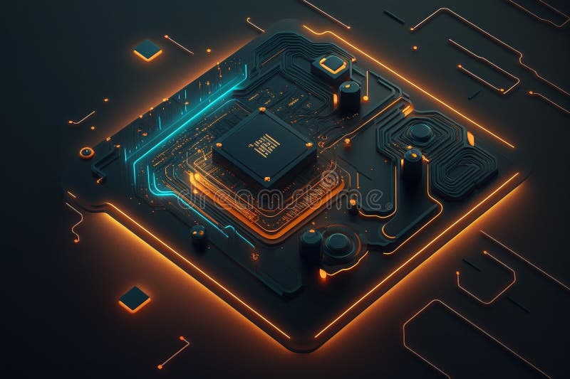 A Futuristic Tech Background with Mainboard Connectors and Connected ...