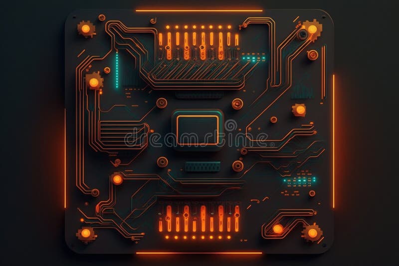 A Futuristic Tech Background with Mainboard Connectors and Connected ...
