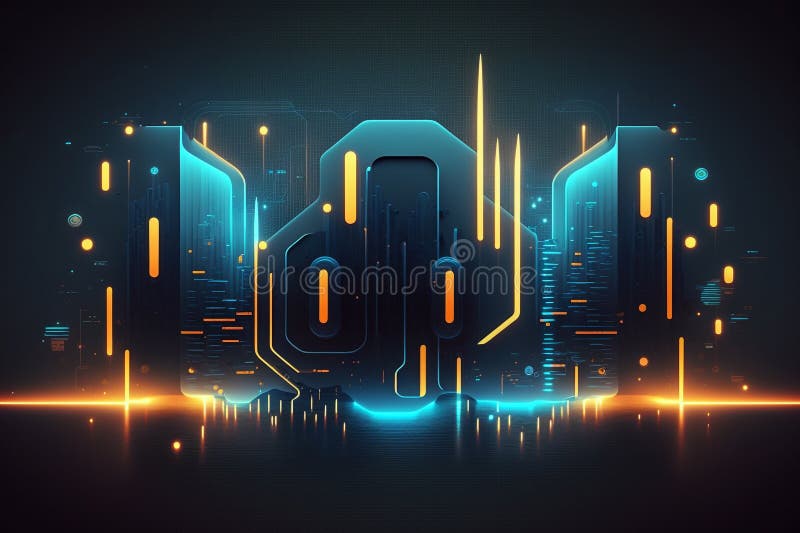 A Futuristic Tech Background with Mainboard Connectors and Connected ...