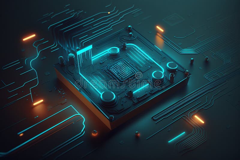 A Futuristic Tech Background with Mainboard Connectors and Connected ...