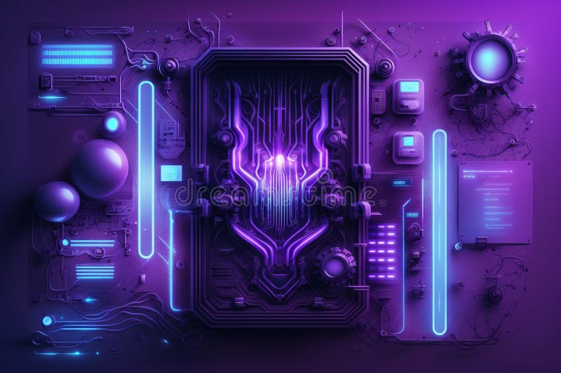 A Futuristic Tech Background with Mainboard Connectors and Connected ...