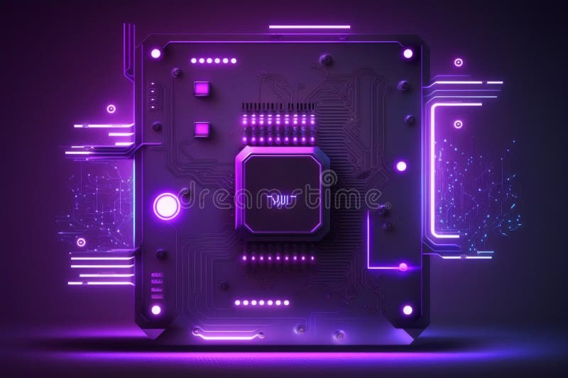 A Futuristic Tech Background with Mainboard Connectors and Connected ...