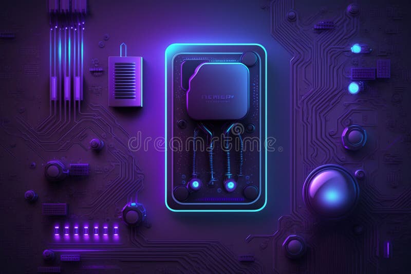 A Futuristic Tech Background with Mainboard Connectors and Connected ...
