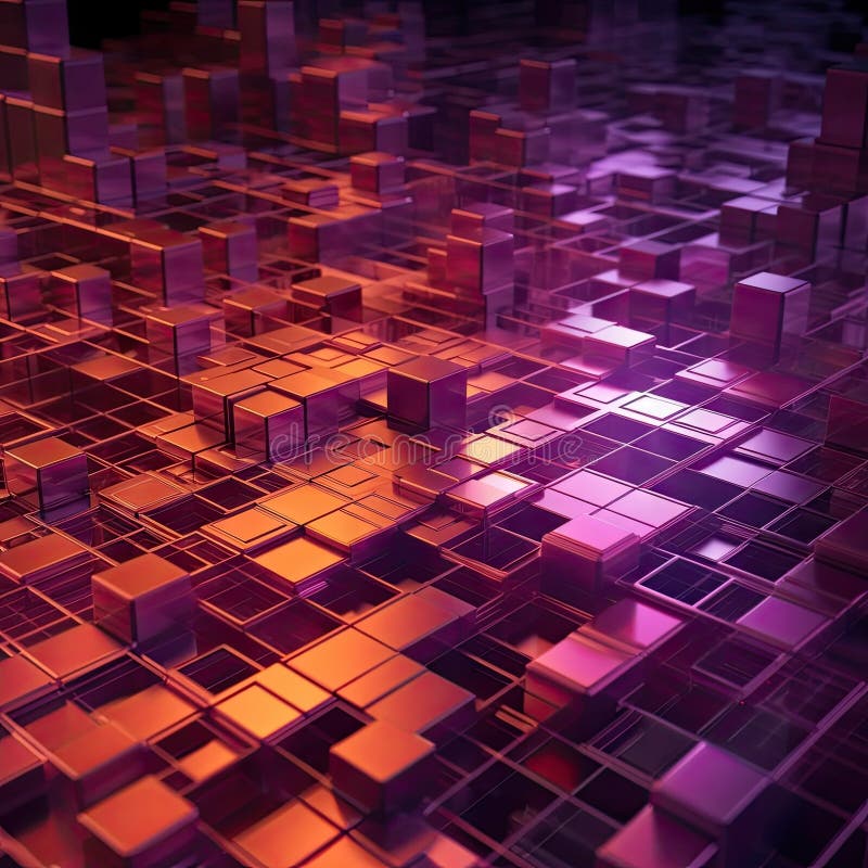 Futuristic Tech Blocks in Violet and Orange. Perfect for Wallpaper ...