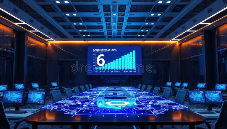 Futuristic Tech Boardroom stock illustration. Illustration of ...