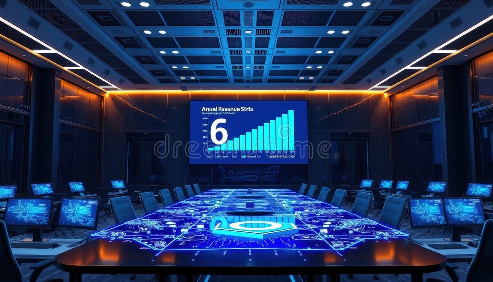 Futuristic Tech Boardroom stock illustration. Illustration of ...
