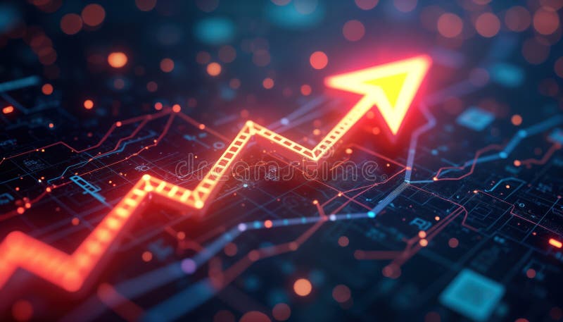 Futuristic Tech Chart Shows Upward Trend on Abstract Digital Background ...
