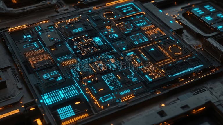 Futuristic Tech Circuit Board Glows, Digital Background Stock Image ...