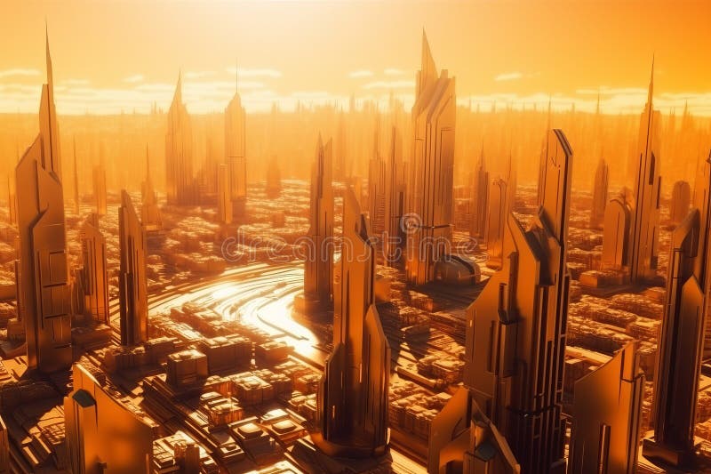 Futuristic Tech City. Generate Ai Stock Illustration - Illustration of ...