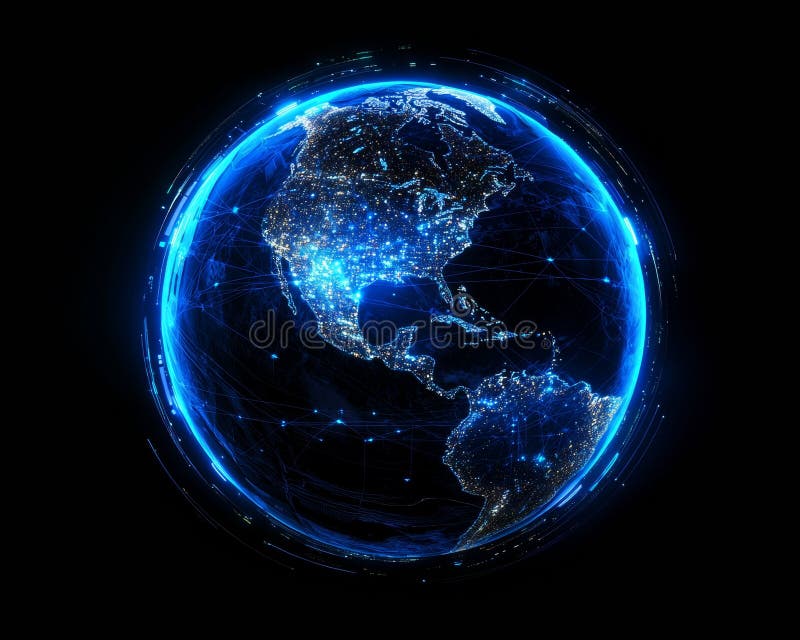 A Futuristic Tech Concept Showing a Digital Earth on a Technology ...