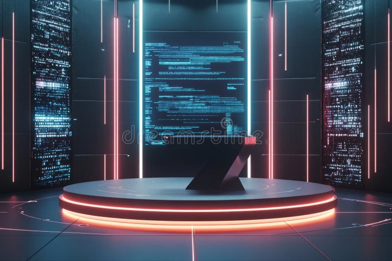 A Futuristic Tech Conference 3D Background Featuring a Sleek ...