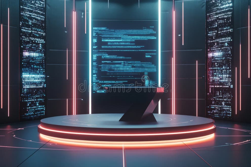 A Futuristic Tech Conference 3D Background Featuring a Sleek ...