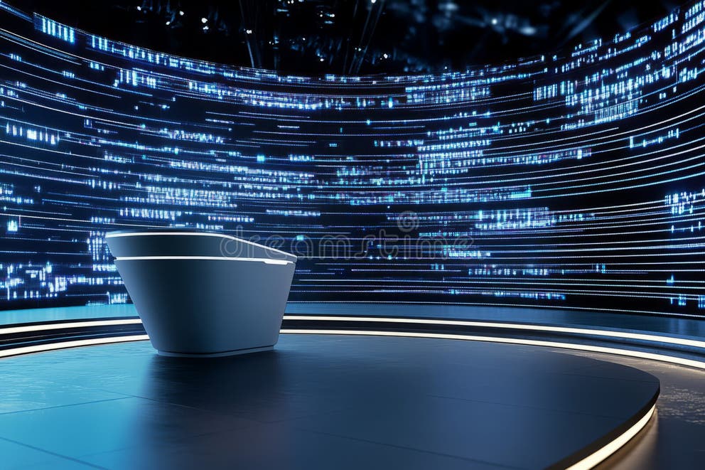 A Futuristic Tech Conference 3D Background Featuring a Sleek ...