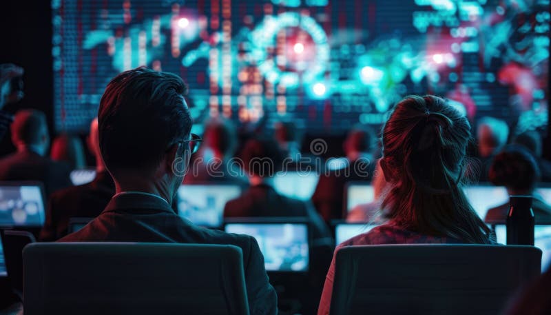 Futuristic Tech Conference with Digital Displays and Interactive ...