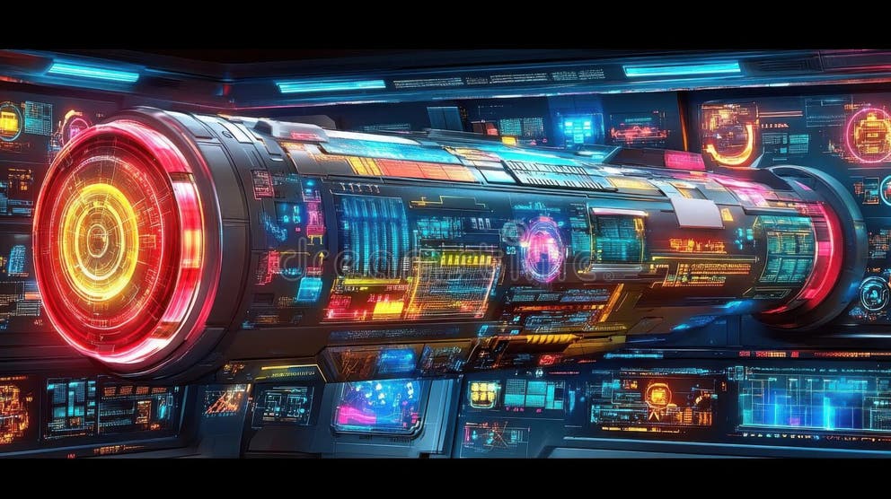 Futuristic Tech Console, Cybernetic Control Panel Stock Image - Image ...