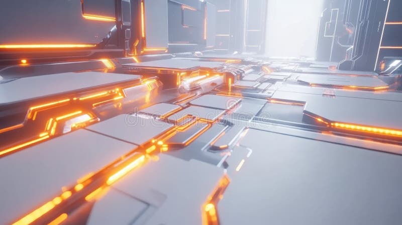 Futuristic Tech Corridor stock illustration. Illustration of background ...