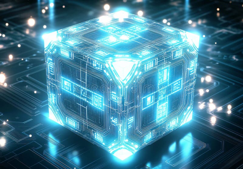 Futuristic Tech Cube, AI-Generated Digital Data High Quality Image ...