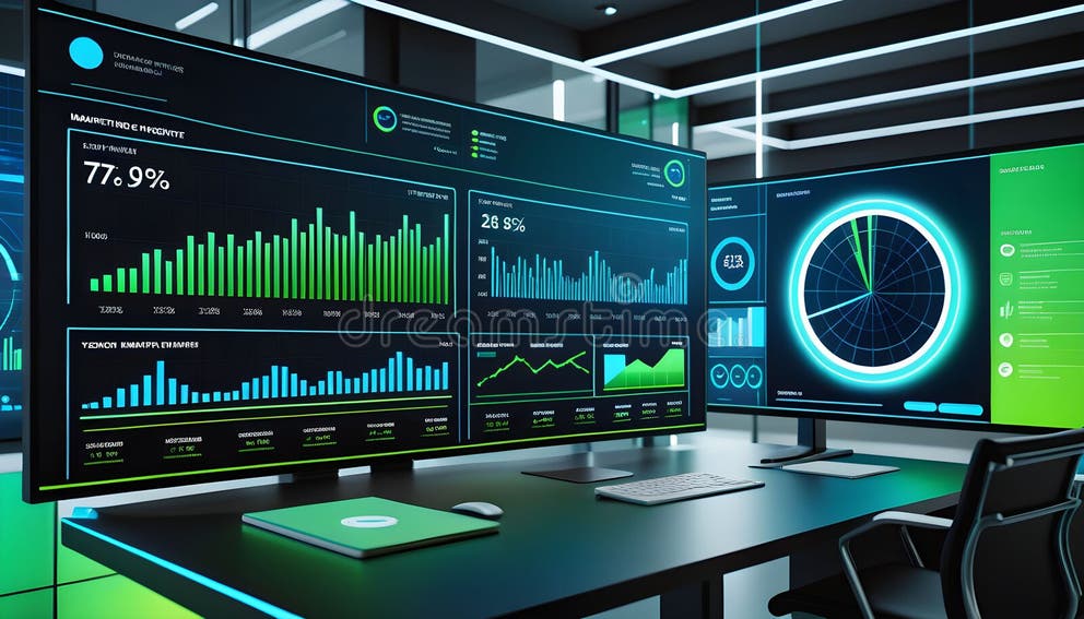 Futuristic Tech Dashboard Interface Displaying Real-Time Data and ...