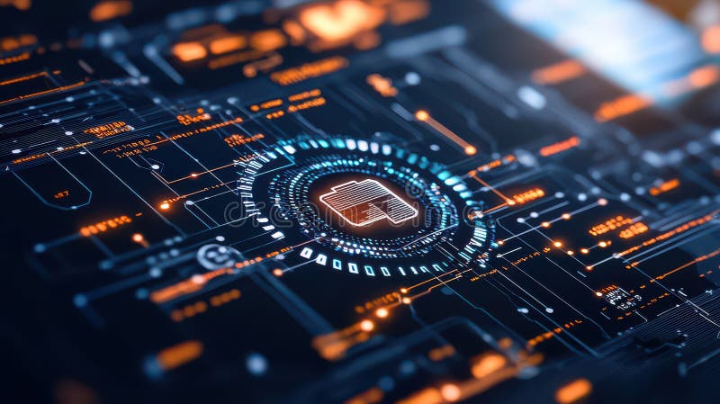 Futuristic Tech Data Center Interface Background Stock Illustration ...