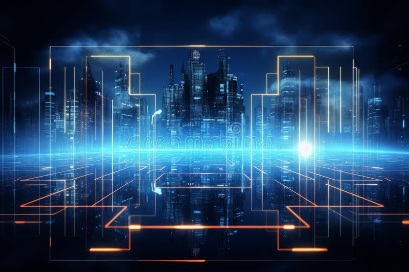 Futuristic Tech Design with Glowing Elements Stock Illustration ...