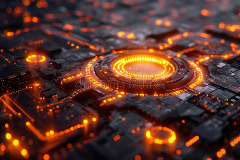 Futuristic Tech Design with Glowing Orange Elements Stock Photo - Image ...