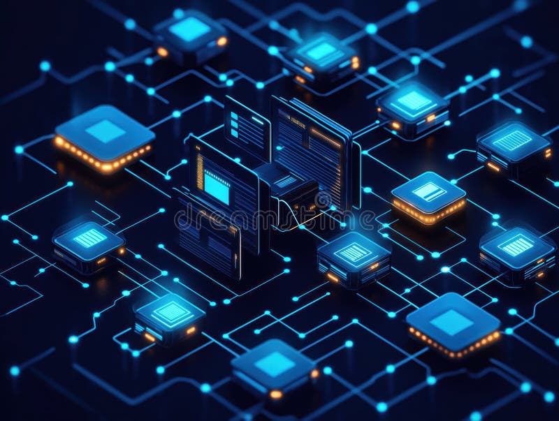 Futuristic Tech Design Shows Digital Data Network. Modern Tech ...