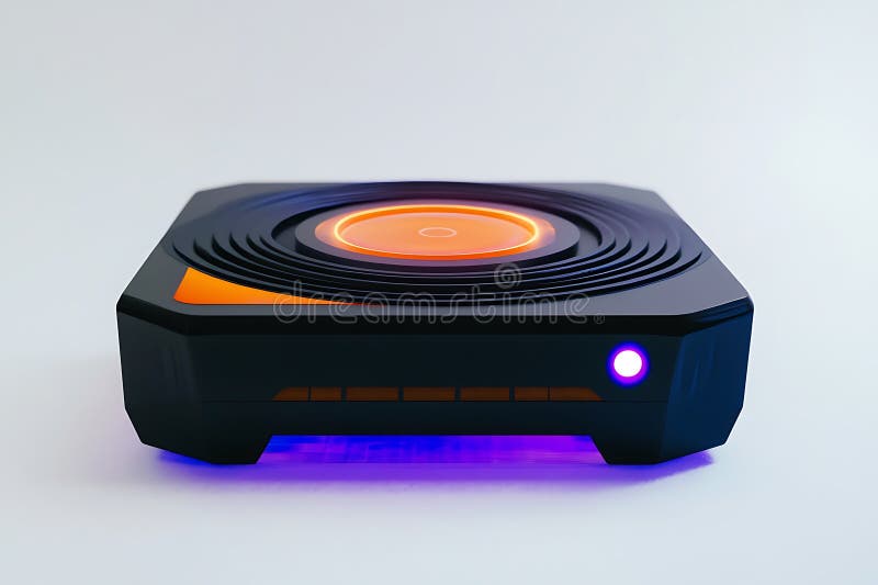 Futuristic Tech Device Illuminated Black & Orange Gaming Console Render ...