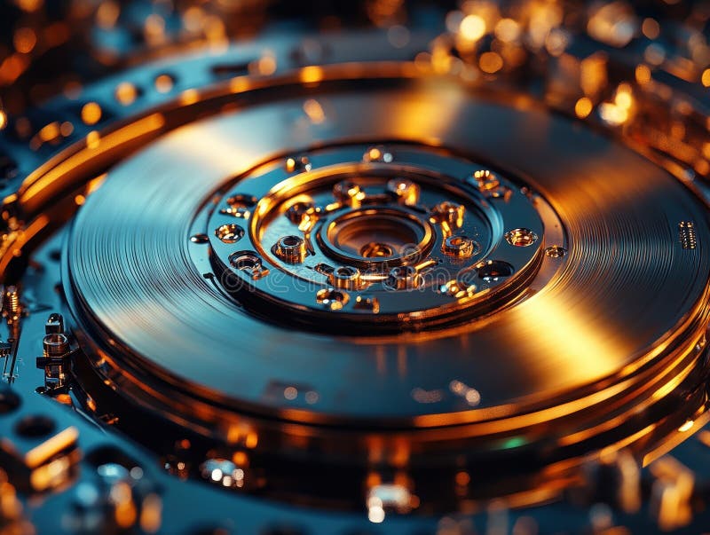 Futuristic Tech Disc with Metallic Details and Glowing Elements Stock ...