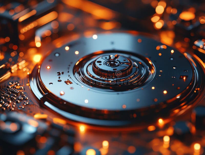 Futuristic Tech Disc with Metallic Details and Glowing Elements Stock ...