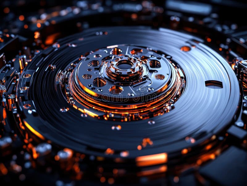 Futuristic Tech Disc with Metallic Details and Glowing Elements Stock ...