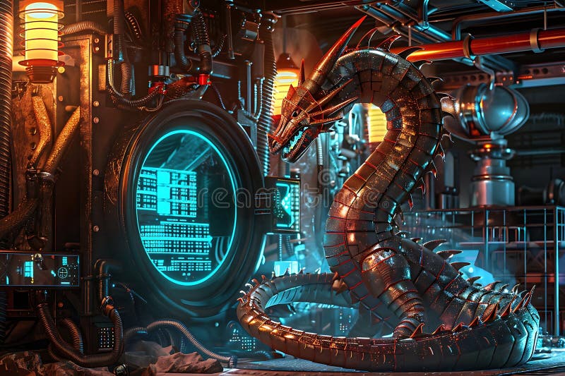 Futuristic Tech Dragon with Advanced Design and High-Tech Features ...