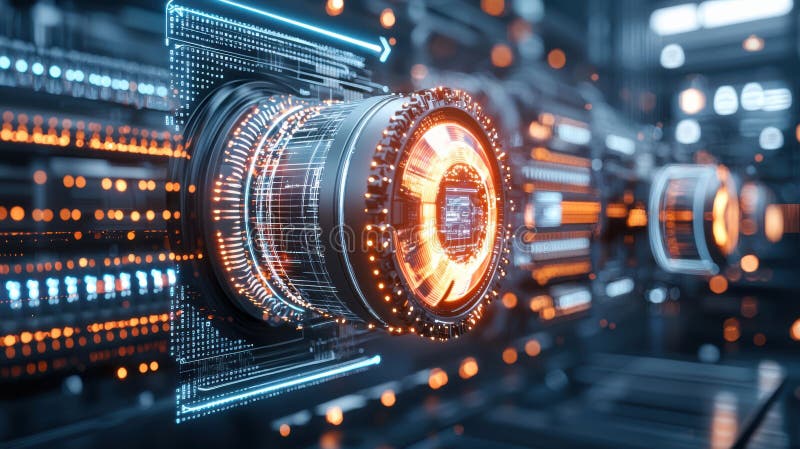Futuristic Tech Engine, Digital Data Center Stock Illustration ...