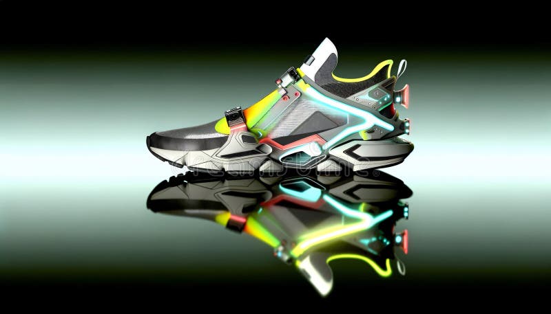 Futuristic Tech-Enhanced Sneaker Stock Illustration - Illustration of ...
