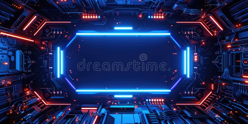 Futuristic Tech Frame with Glowing Circuits. Stock Illustration ...