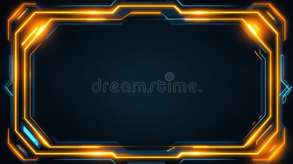 Futuristic Tech Frame with Glowing Orange and Blue Accents on Dark ...
